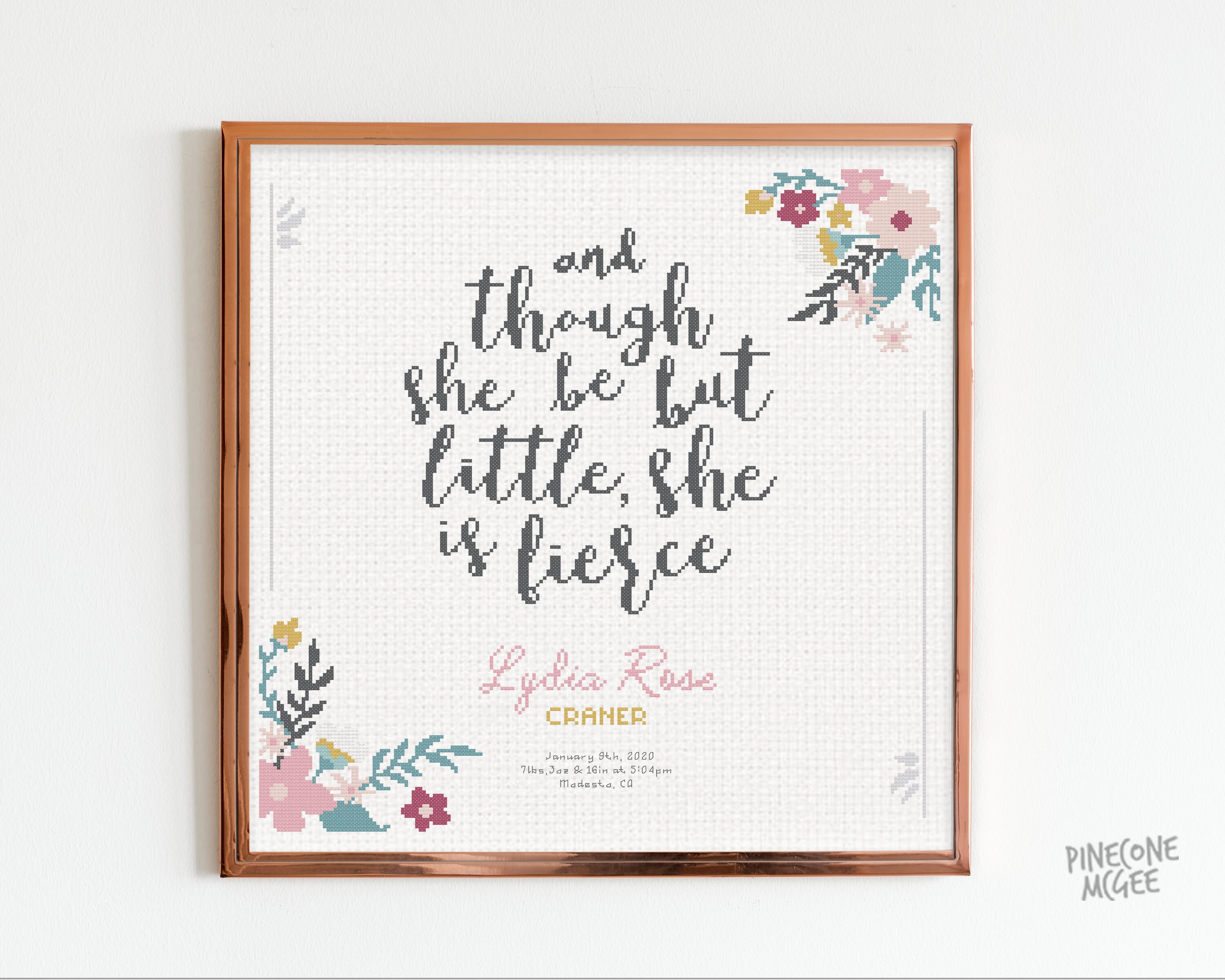 SHE IS FIERCE Baby Announcement Counted Cross Stitch Pattern - Etsy