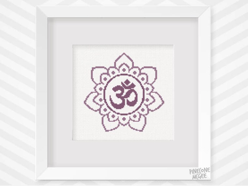 OM FLOWER Counted Cross Stitch Pattern, Purple Om Mandala Pdf - Etsy