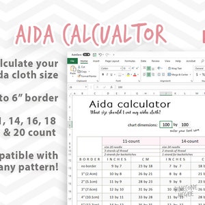 NEW! AIDA BORDER Calculator Microsoft Excel Document Cross Stitch Cloth ...