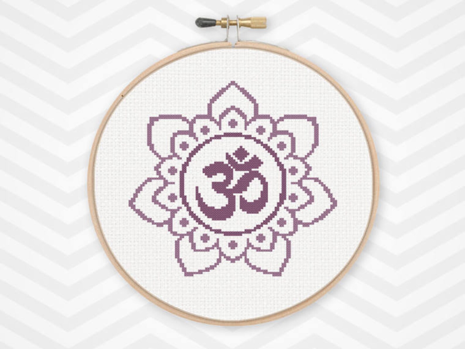 OM FLOWER Counted Cross Stitch Pattern, Purple Om Mandala Pdf - Etsy