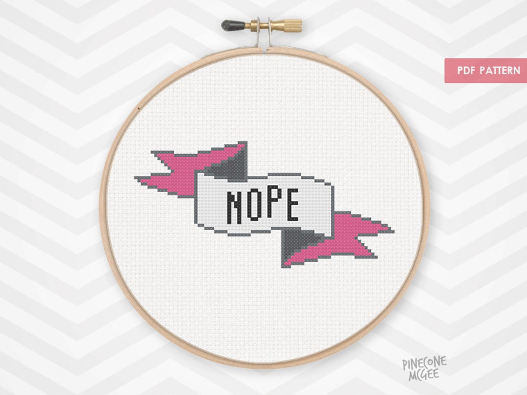 NOPE Counted Cross Stitch Pattern, Easy & Funny Xstitch Pdf - Etsy