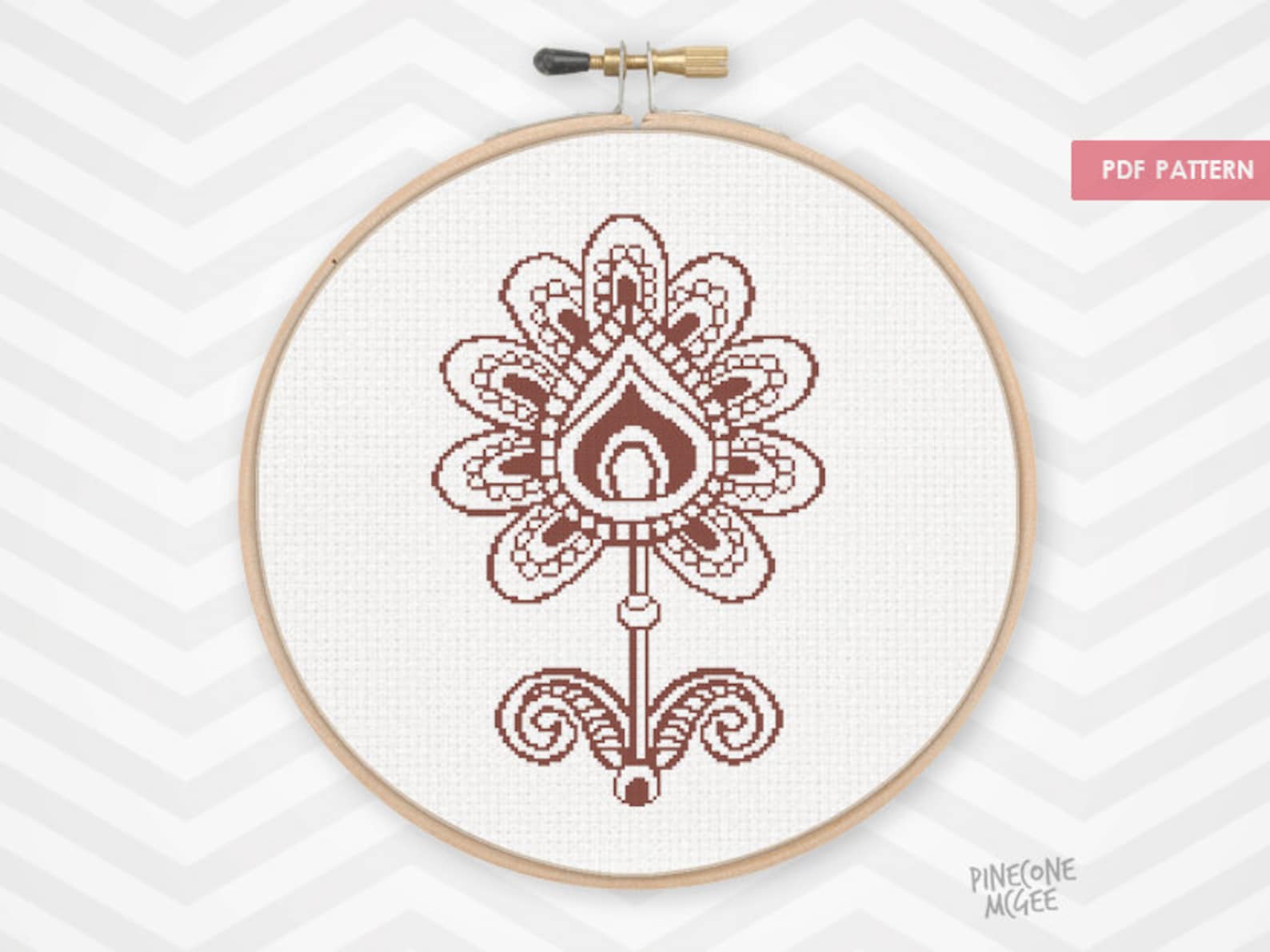 HENNA INK FLOWER Counted Cross Stitch Pattern, Tattoo Xstitch Chart Pdf ...
