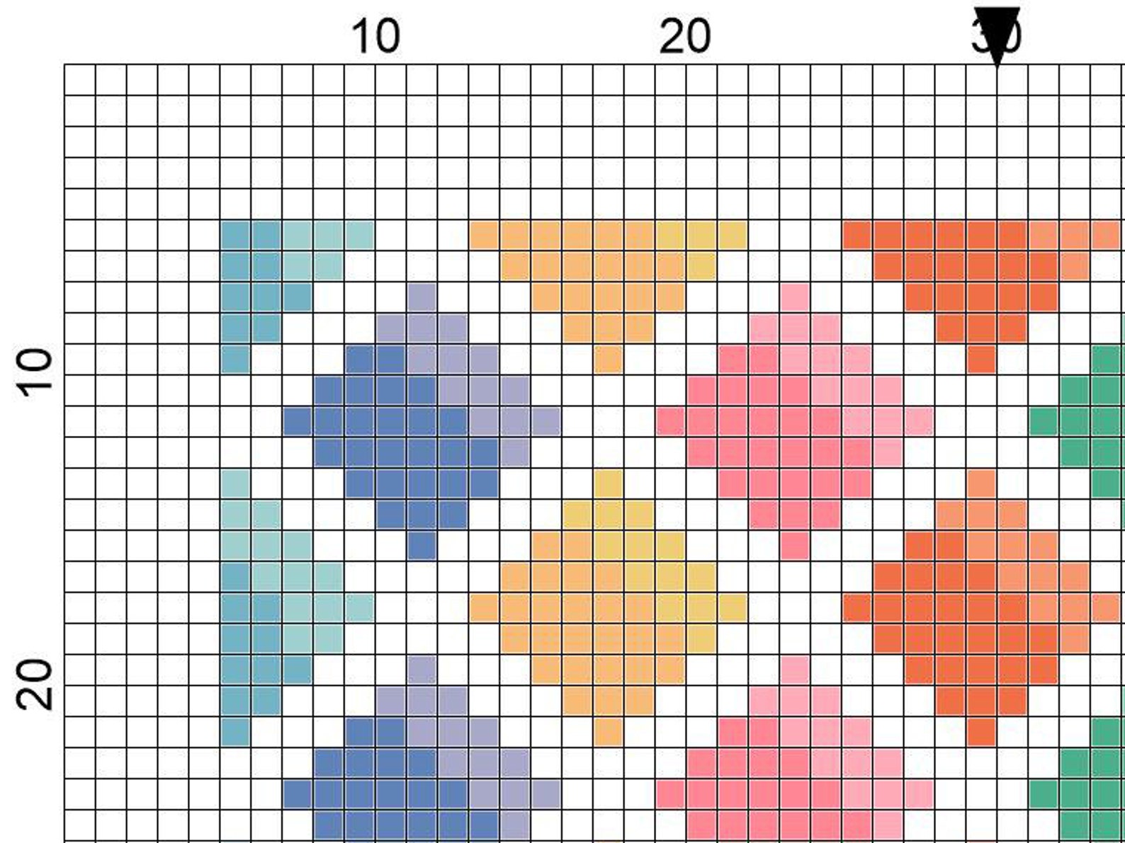 WATERCOLOR DIAMONDS Counted Cross Stitch Pattern, Modern Geometric ...