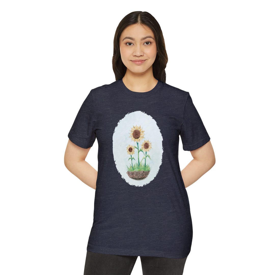Sunflower Trio T-shirt, Sustainable Fashion Tee, Organic Cotton ...