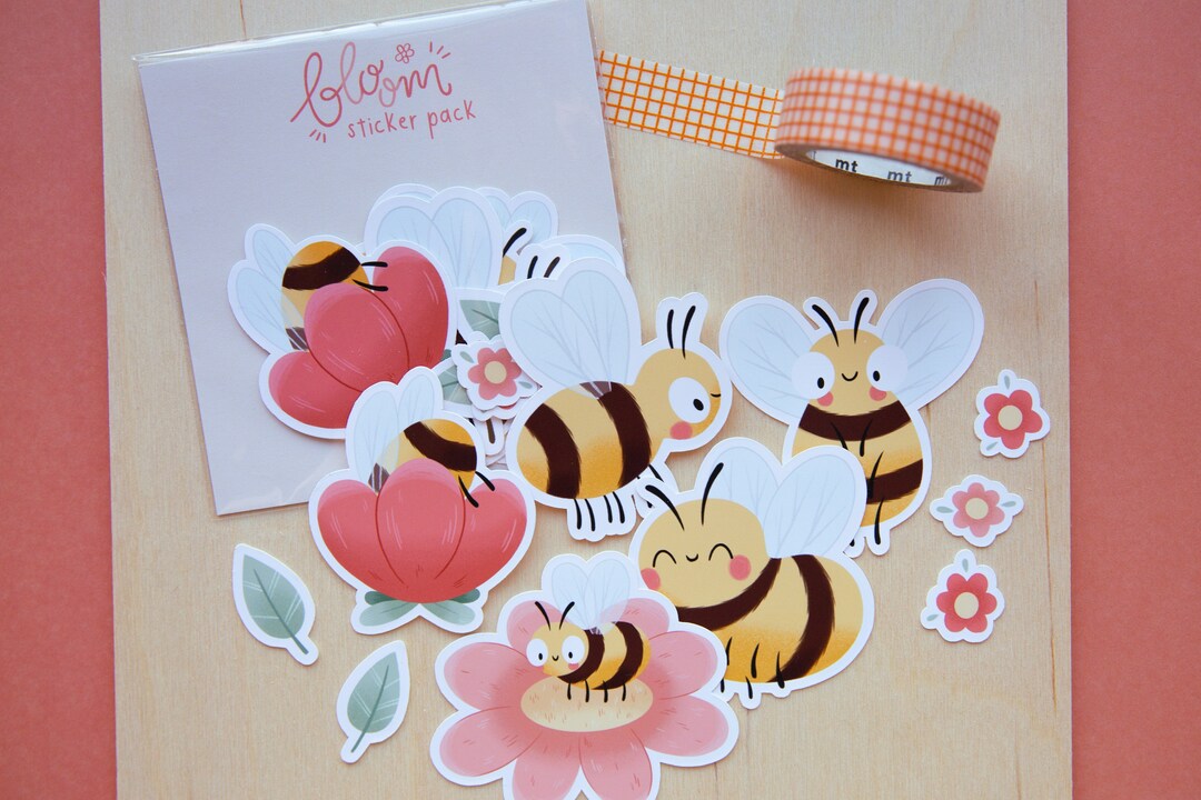 Bloom Sticker Pack Bumble Bee Die Cut Vinyl Stickers Cute - Etsy