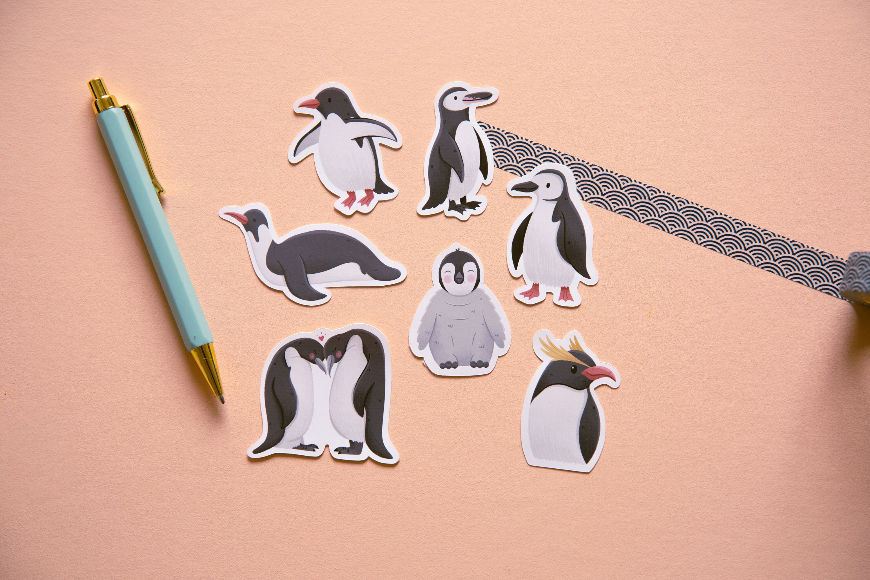Penguin Pals Sticker Pack Cute Vinyl Stickers Cute Animal | Etsy