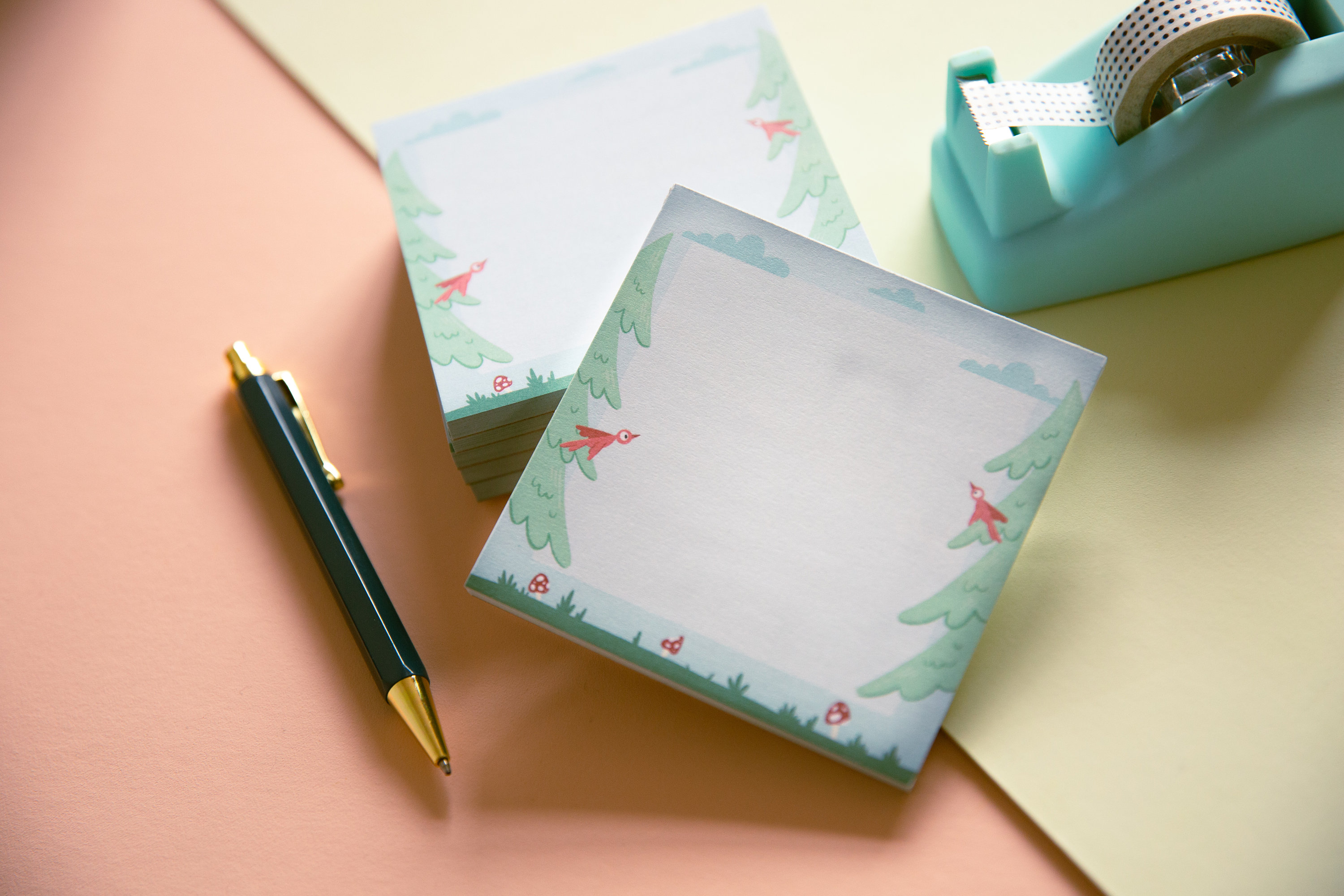 Forest Memo Pad Cute Wilderness Desk Stationery Colourful | Etsy