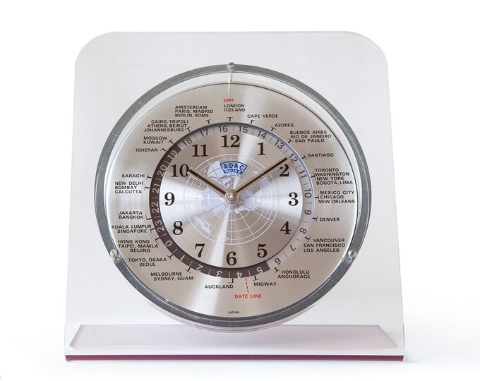 80s Lucent World Time Clock Japan Desk Table Mid Century Modern Mantel ...