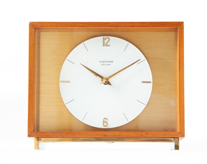 1960s JUNGHANS Table CLOCK Mid Century Modernism Brass Desk Teak Danish ...