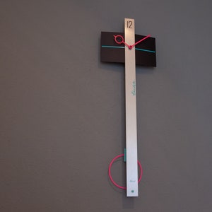XL 80s Postmodern Neon Pendulum Wall Clock Memphis Sottsass Era Panton ...
