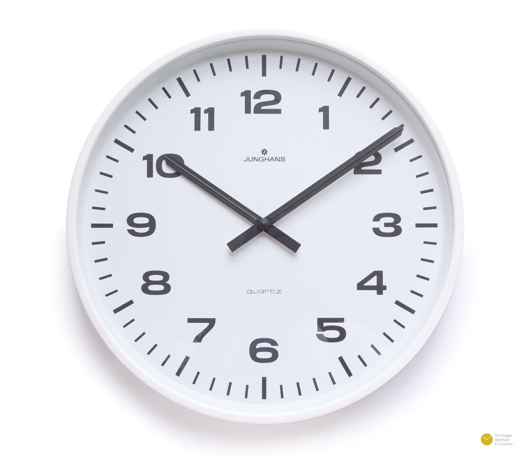 XXL 16" JUNGHANS Factory Wall Clock Industrial 80s Atomic Modernistic ...