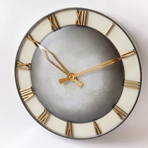 Large German Office Clock Bauhaus Style Brass Wall Art Deco Mid Century ...