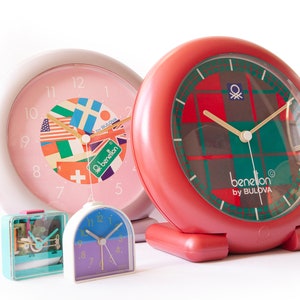 Large NOS BENETTON Desk Clock Bulova - Postmodern Memphis Style ...