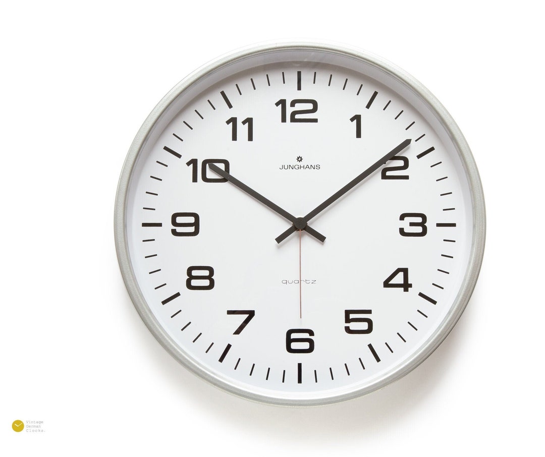 XL 12" JUNGHANS Factory Wall Clock - Industrial 80s Atomic Modernistic ...