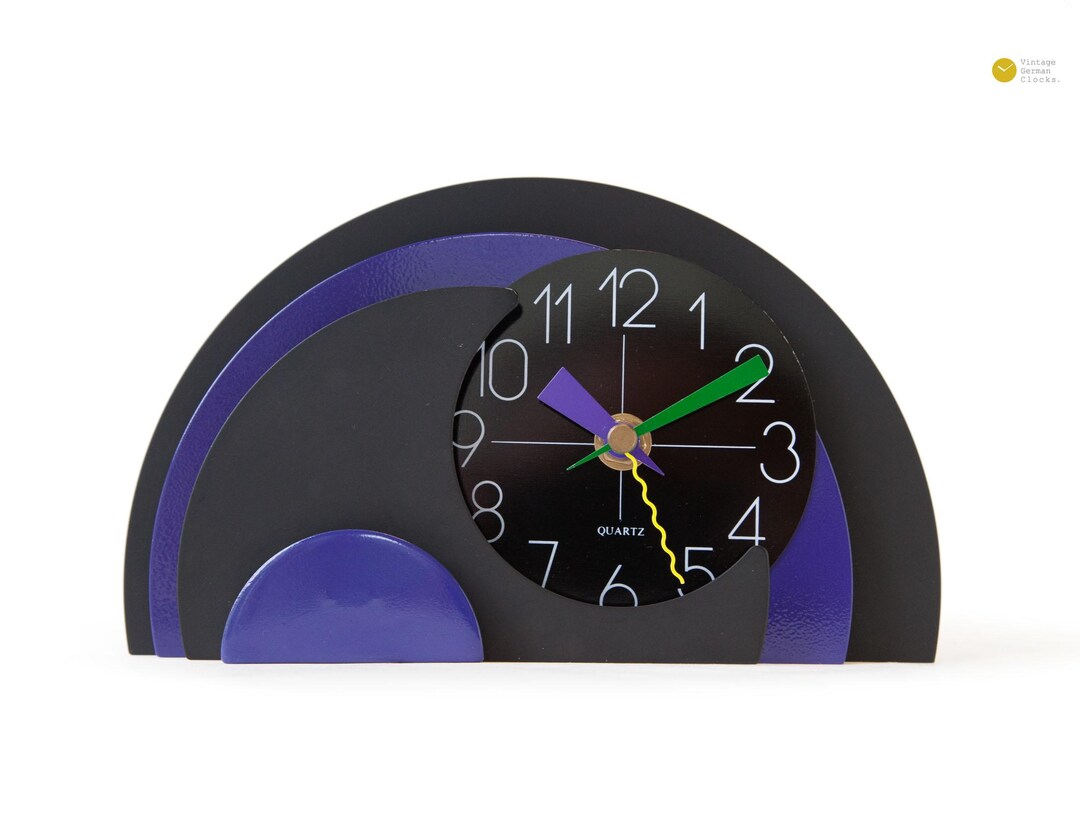 Postmodern 80s Desk Clock Memphis Era Miami Vice Table 90s Quartz Vapor ...