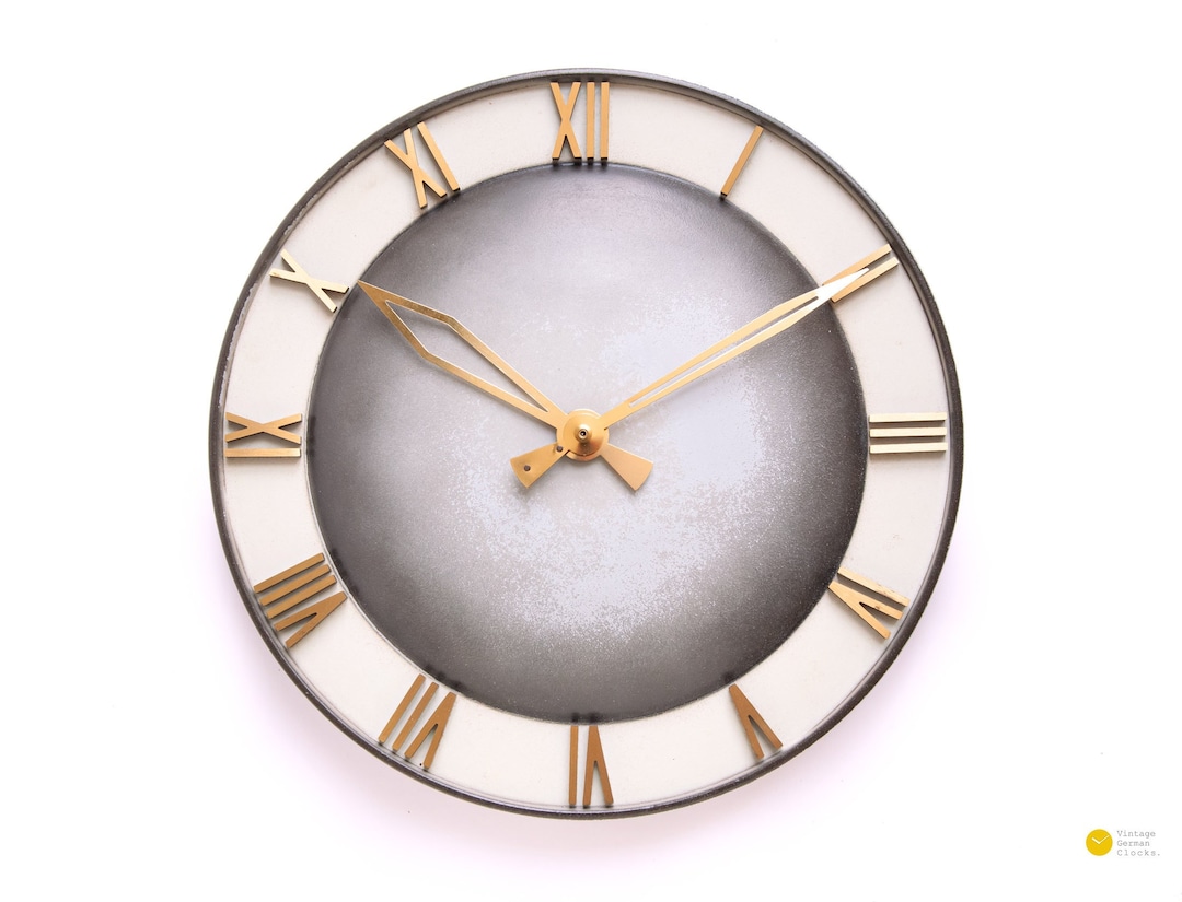 Large German Office Clock Bauhaus Style Brass Wall Art Deco Mid Century ...