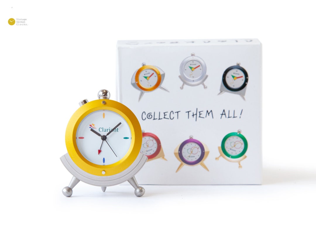 NOS! 2can Clockboy Postmodern Desk Table Alarm Clock Memphis Sottsass Style Pop Yellow New in ...