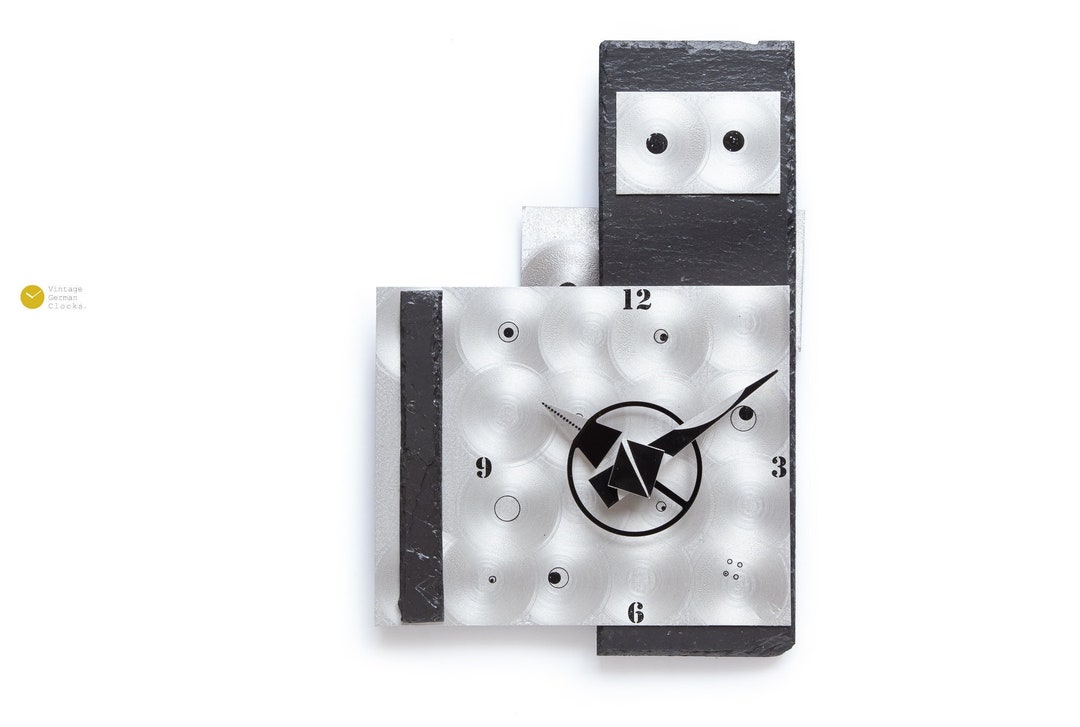 UNIQUE 90s Abstract Artist Clock in Box Wall Metal Op Art Memphis Era ...