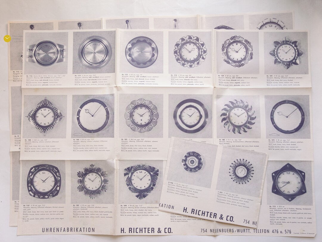 3x Richter Germany 1960s Clock Catalogs Poster Collection Herbert ...