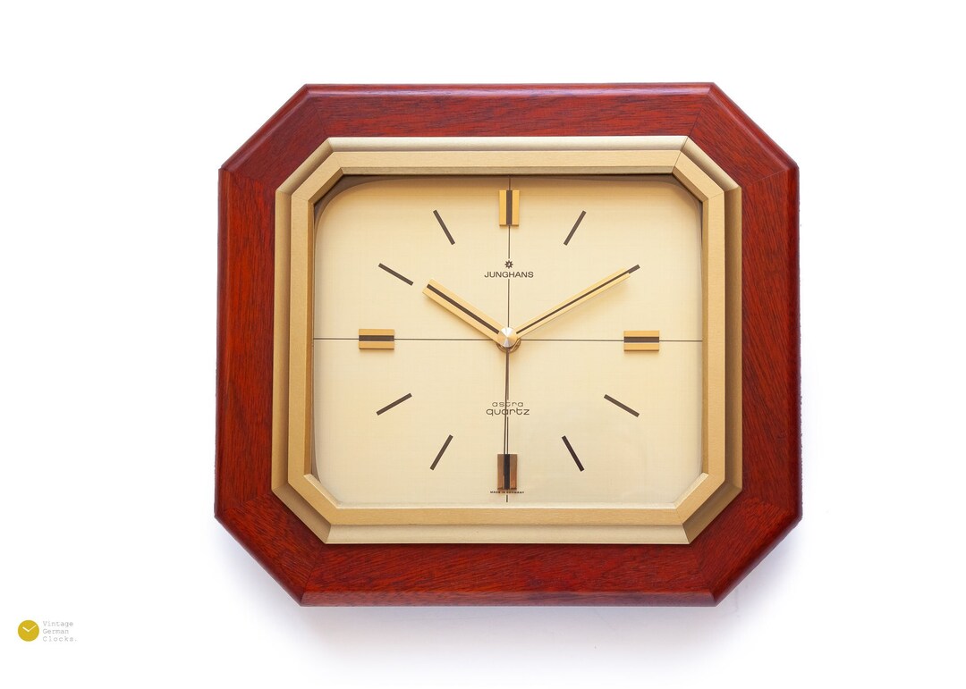 70s JUNGHANS Mahogany Wall Clock Mid Century Modernism Space Age ...