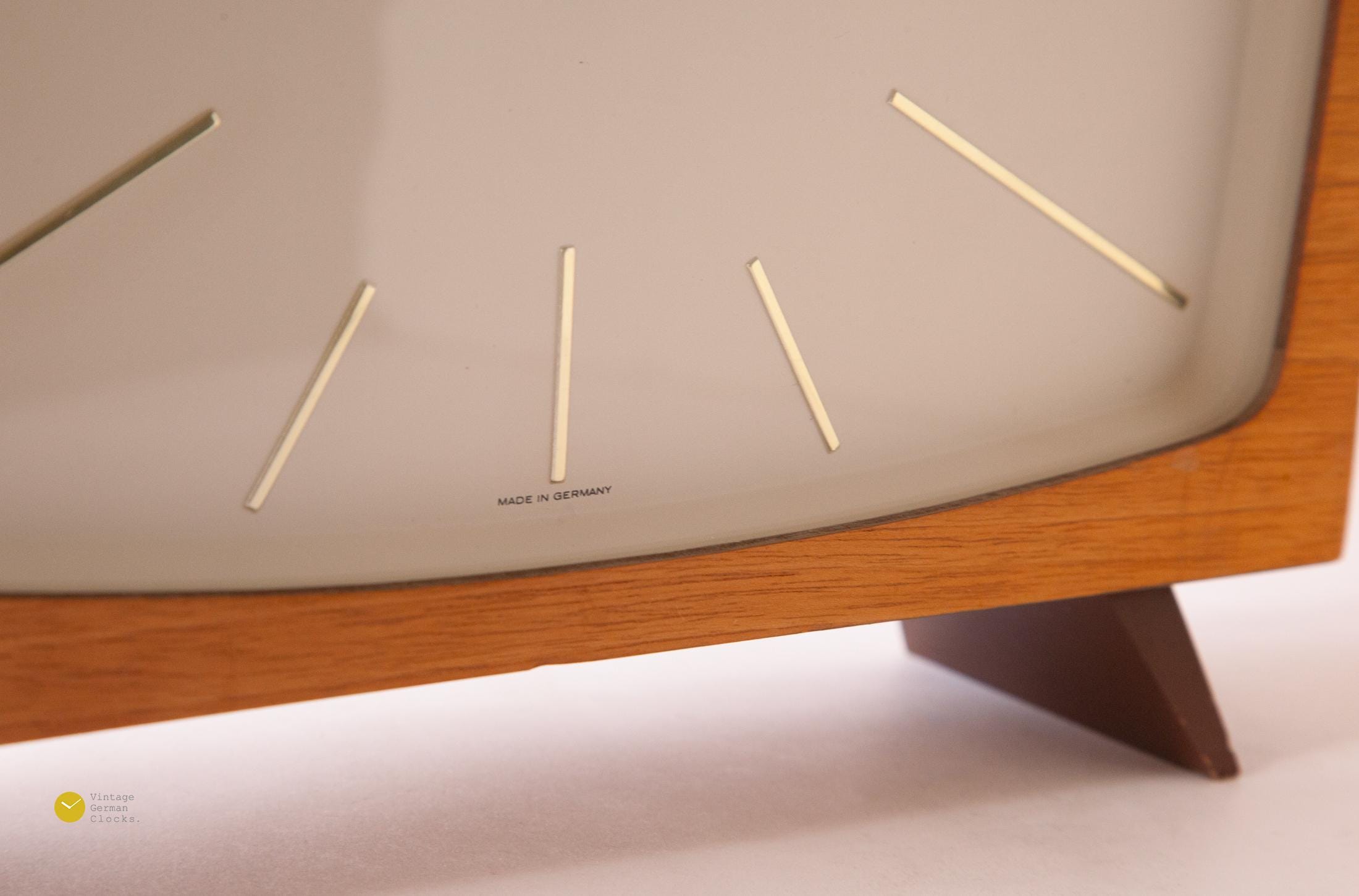 Mid Century MAUTHE Table Clock Elm Wood Modernism Brass Desk Danish ...