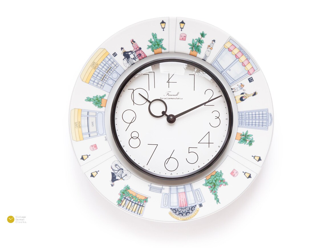 Postmodern Art Deco Porcelain CLOCK FREUNDL 80s Style Germany | Etsy