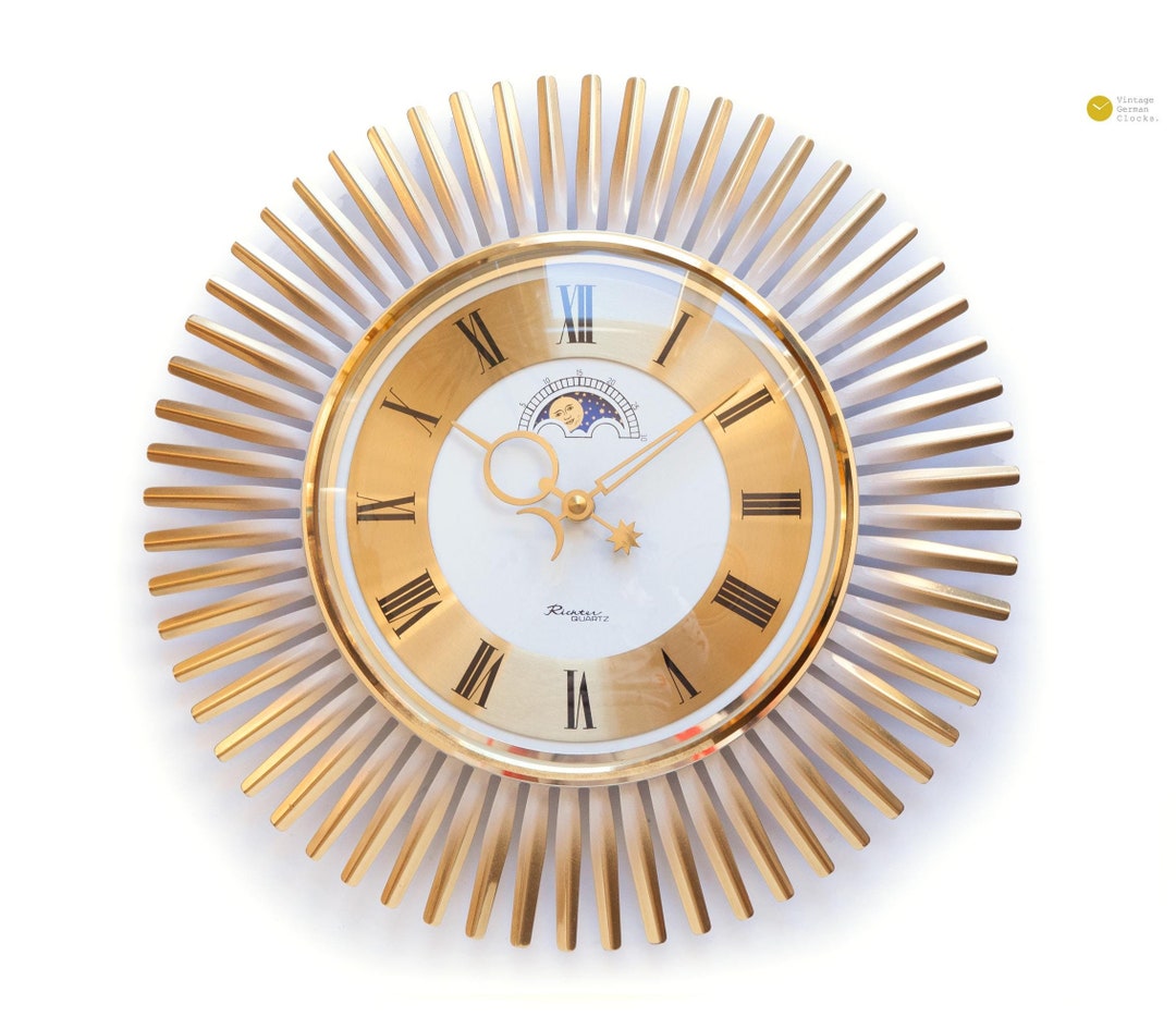 Starburst Richter Moon Phase Wall Clock Mid Century Modernism Sunburst ...
