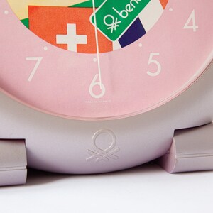 Large BENETTON Desk Clock Bulova - Postmodern Memphis Style Abstract ...