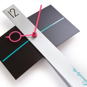 NOS 80s Postmodern Neon Pendulum Wall Clock Memphis Sottsass Era Panton ...