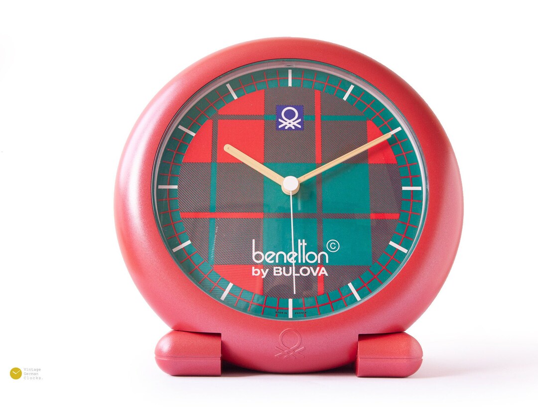 Large NOS BENETTON Desk Clock Bulova - Postmodern Memphis Style ...