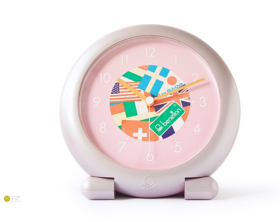Large BENETTON Desk Clock Bulova Postmodern Memphis Style | Etsy