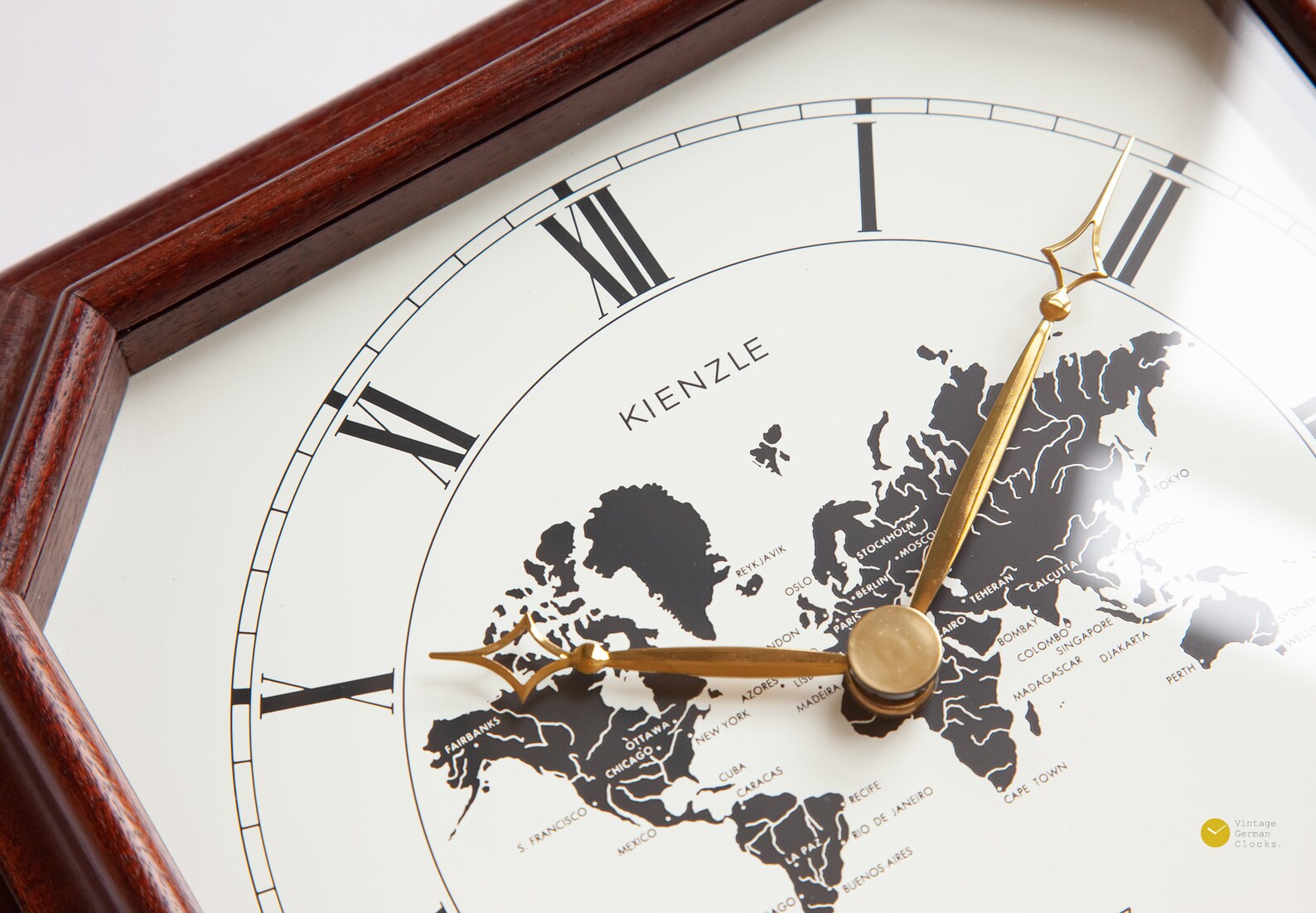 KIENZLE Mahogany World Time Clock Wall Germany Mid Century Modernism ...