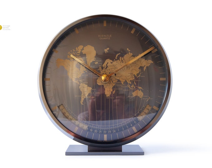 Titan KIENZLE WORLD Time Clock Germany Desk Table Mid Century Bauhaus ...