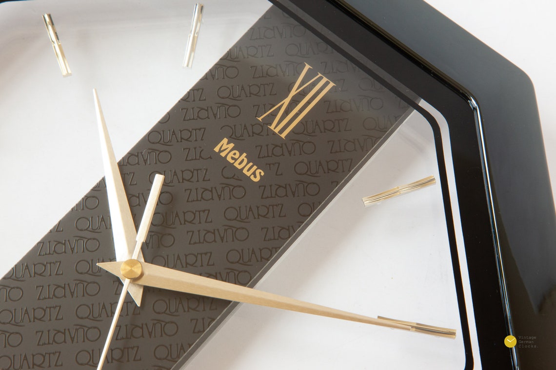 NOS Postmodern Wall Clock Memphis Black Golden Plastic - Etsy