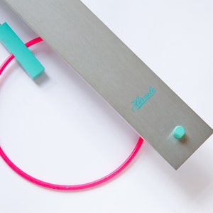 XL 80s Postmodern Neon Pendulum Wall Clock Memphis Sottsass Era Panton ...