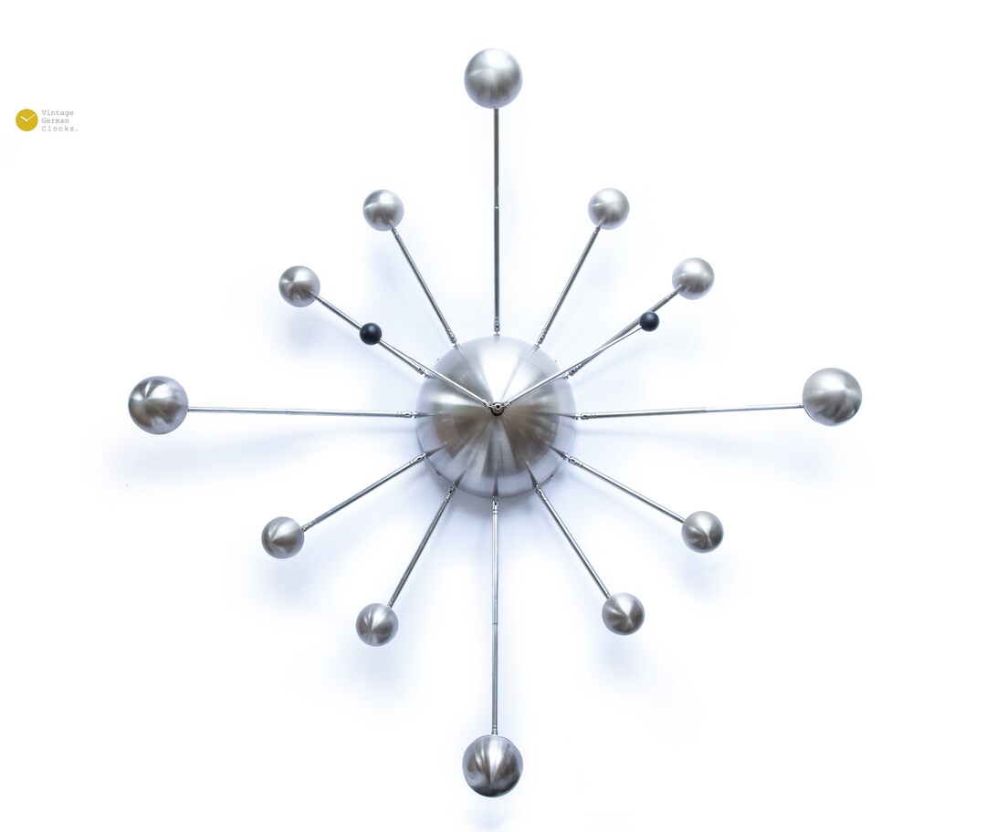 Spectacular Movable Space Ball Clock Sputnik Age Mid Century Starburst ...