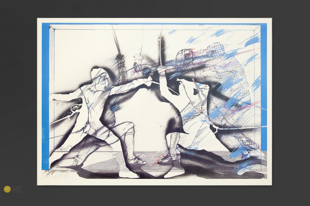 1983 RÜDIGER ESCHERT Illustration Postmodern Art Print Poster Sports ...