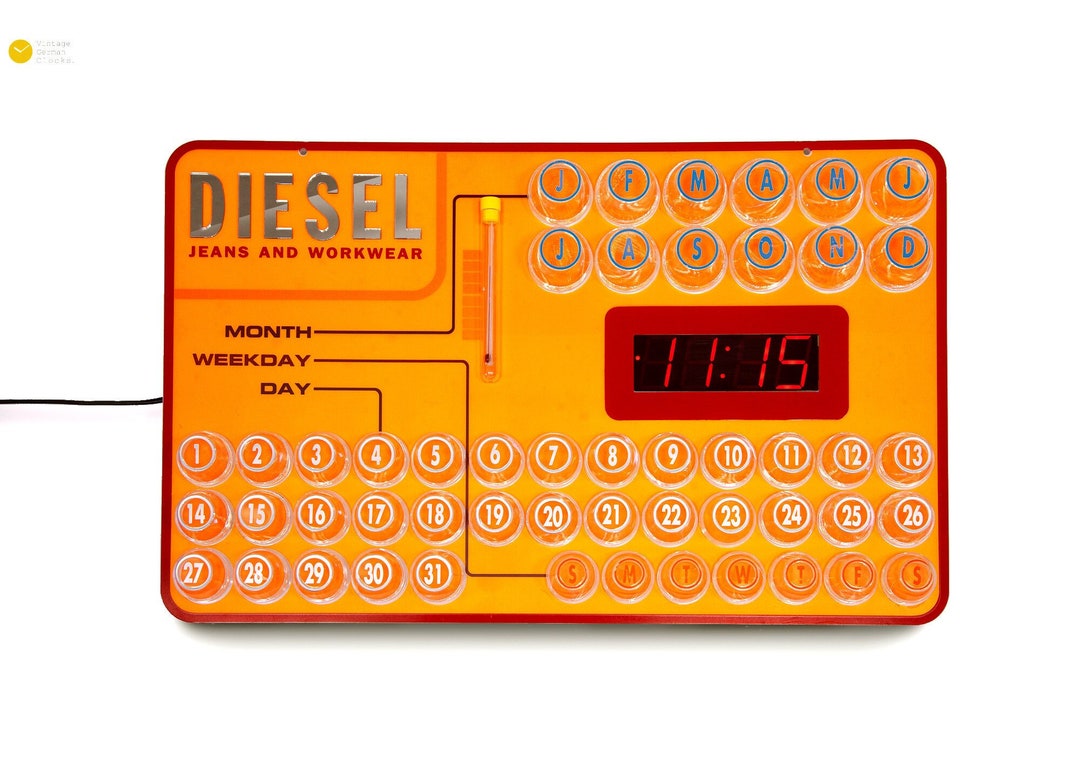 XL DIESEL Dealer Display Wall Clock - LCD Space Age Panton Modernism ...