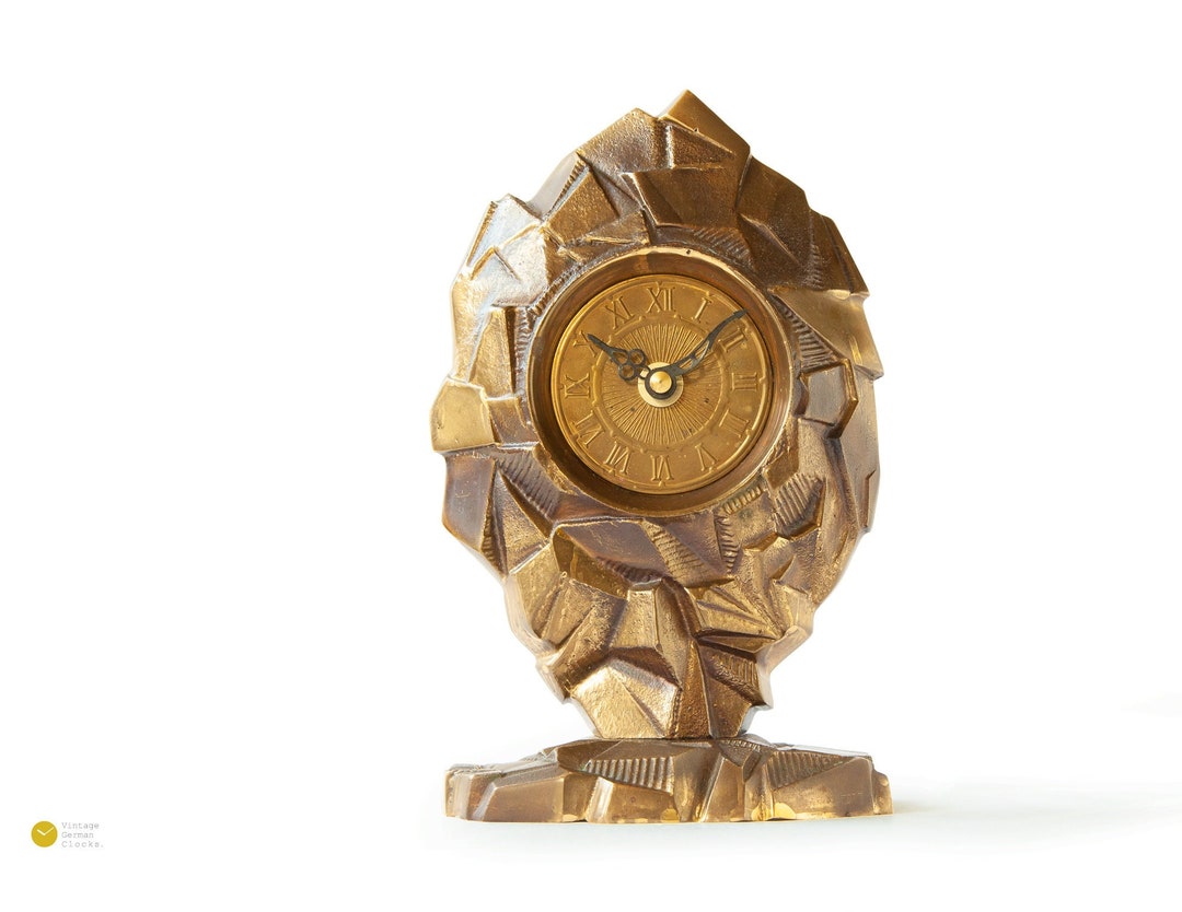 Brutalistic Sculptural Brass Clock Socialist Modernism Mid Century ...