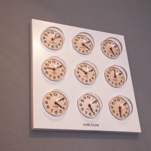 90s KARLSSON World Time Office Wall Clock Space Age Atomic Modernistic ...