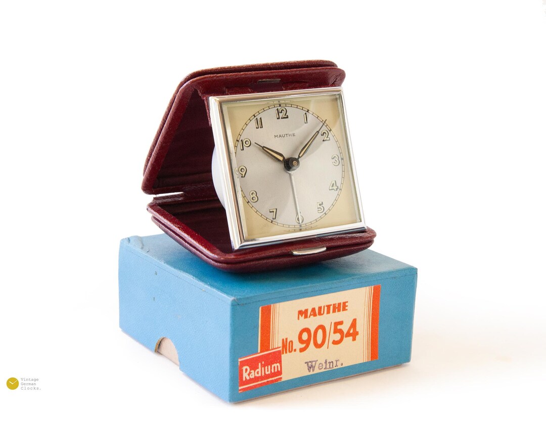 NOS 1940s MAUTHE Art Deco Alarm Clock Mechanical Bauhaus Modernism Mid ...