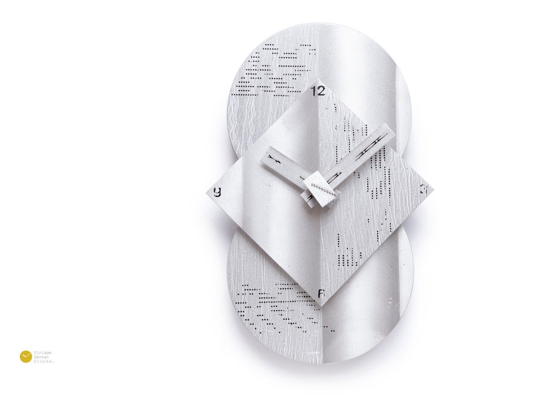 UNIQUE 90s Abstract Art Clock in Box - Wall Desk Table Metal Op Art ...