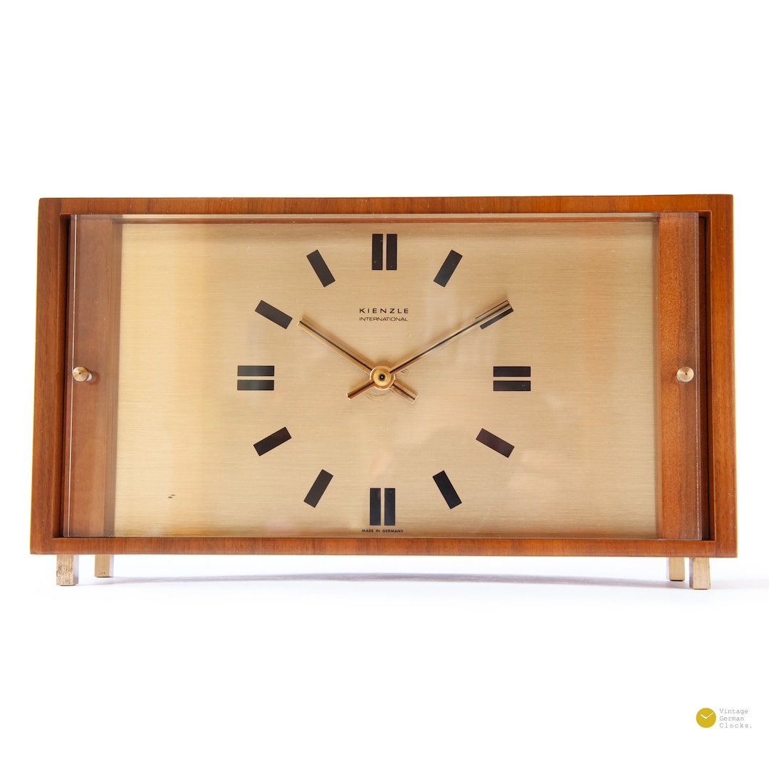 Mid Century KIENZLE Table CLOCK Modern Bauhaus Atomic Space Age Desk 1960s Shelf Mantel Germany ...
