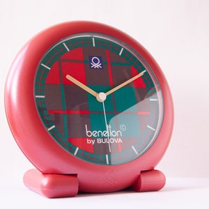 Large NOS BENETTON Desk Clock Bulova - Postmodern Memphis Style ...