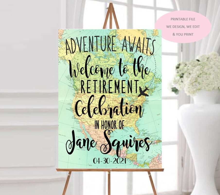 Wall Décor Personalize Retirement Party Welcome Sign Retirement Party ...