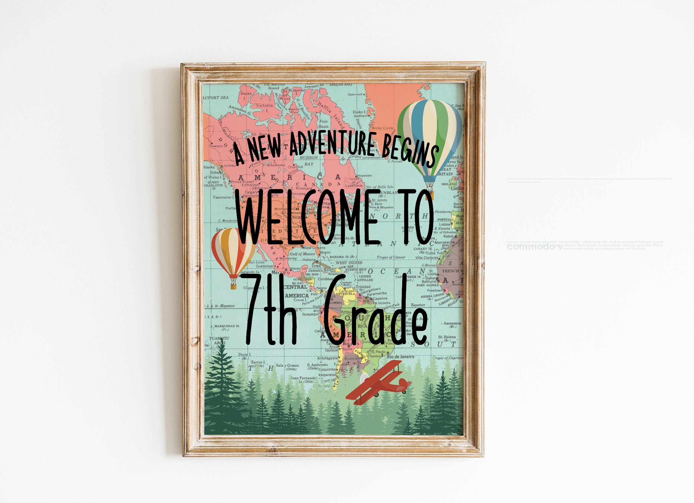 7th grade Welcome to Classroom Door Sign World map Adventure | Etsy