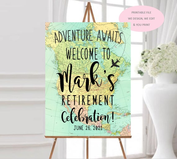 Wall Décor Personalize Retirement Party Welcome Sign Retirement Party ...