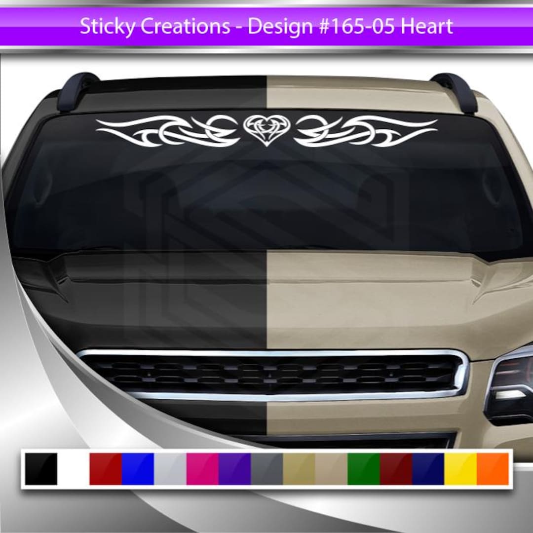 Design #165-05 HEART Decal Sticker Windshield Window Vinyl Graphic ...