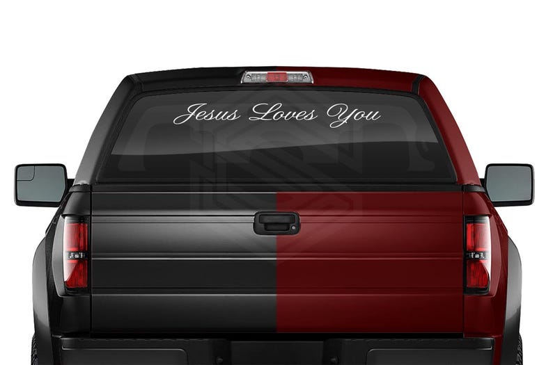 JESUS LOVES YOU Decal Sticker Windshield Window Vinyl Graphic Banner ...