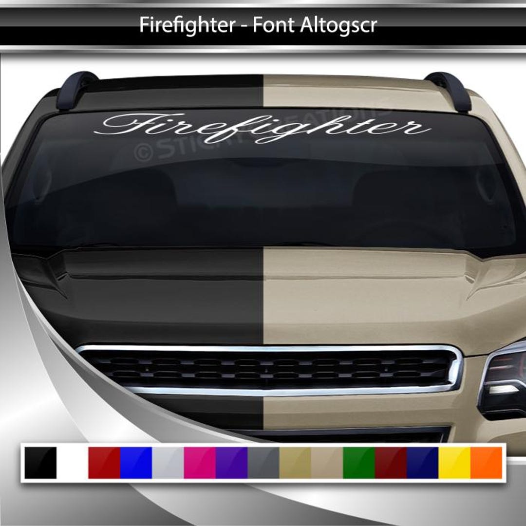 FIREFIGHTER Decal Sticker Windshield Window Vinyl Graphic Banner for ...